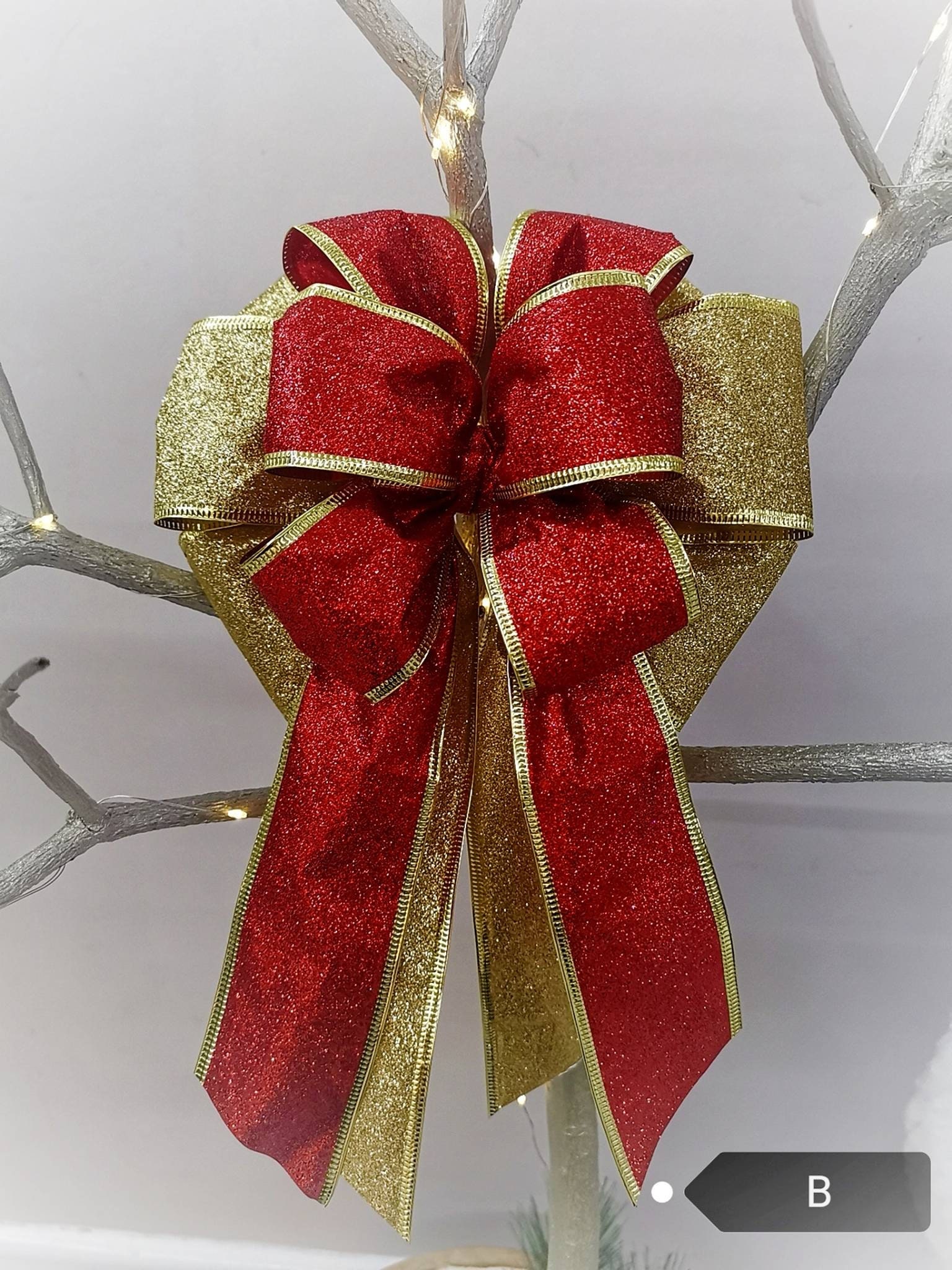 Christmas Red Velvet Bow . Tree Topper . Staircase Decoration - Etsy UK