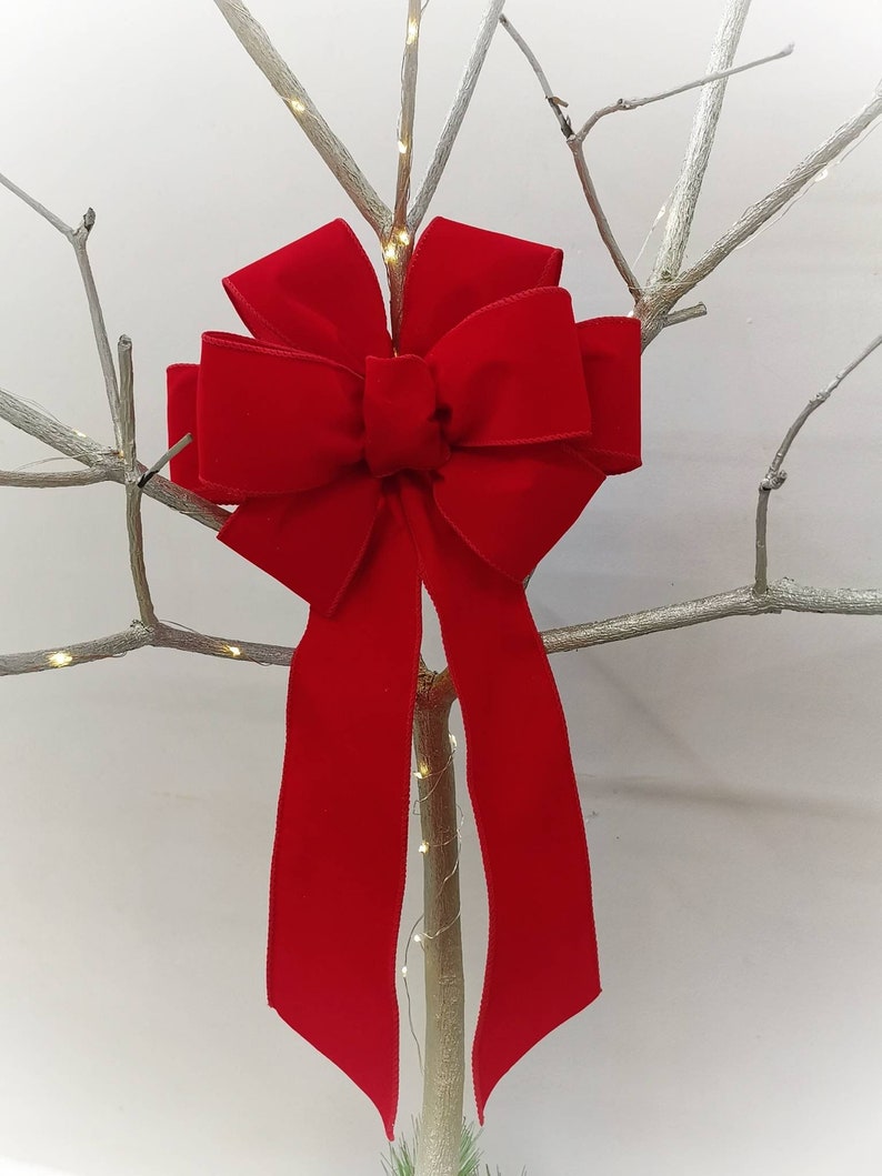 Christmas Red Velvet Bow . Tree Topper . Staircase Decoration - Etsy UK