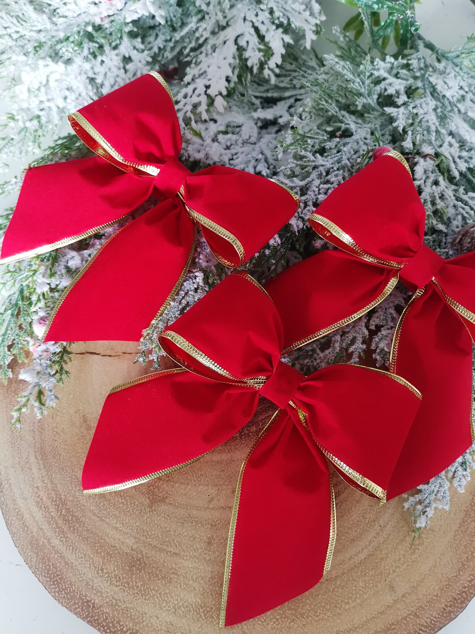 Christmas Tree Bows. Tree Topper. Red and Gold Velvet Bow - Etsy UK