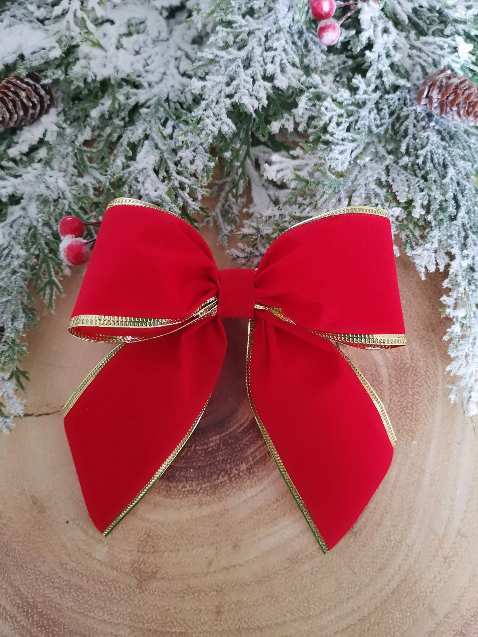 Christmas Tree Bows. Tree Topper. Red and Gold Velvet Bow - Etsy UK