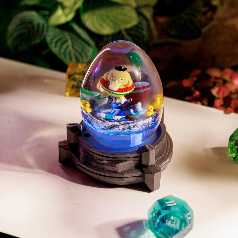 Pokemon Psyduck Epoxy Resin Egg Lamp Water Type Night Light Handmade ...