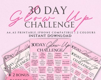 30 Day Glow up Challenge Printable 30 Day Self Care Planner Instant Download That Girl Challenge ...