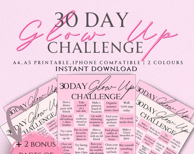 30 Day Glow up Challenge Printable Glow up Challenge Tracker Improve Your Life Daily Challenge ...