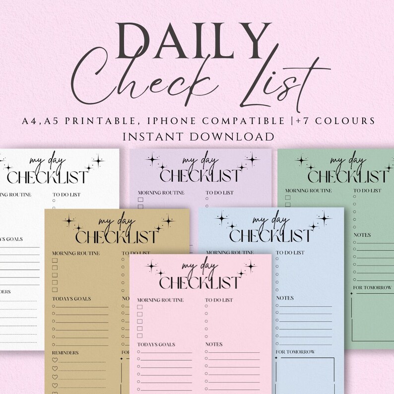 Daily Checklist Printable Planner Bundle 2024 Work From Home Planner ...