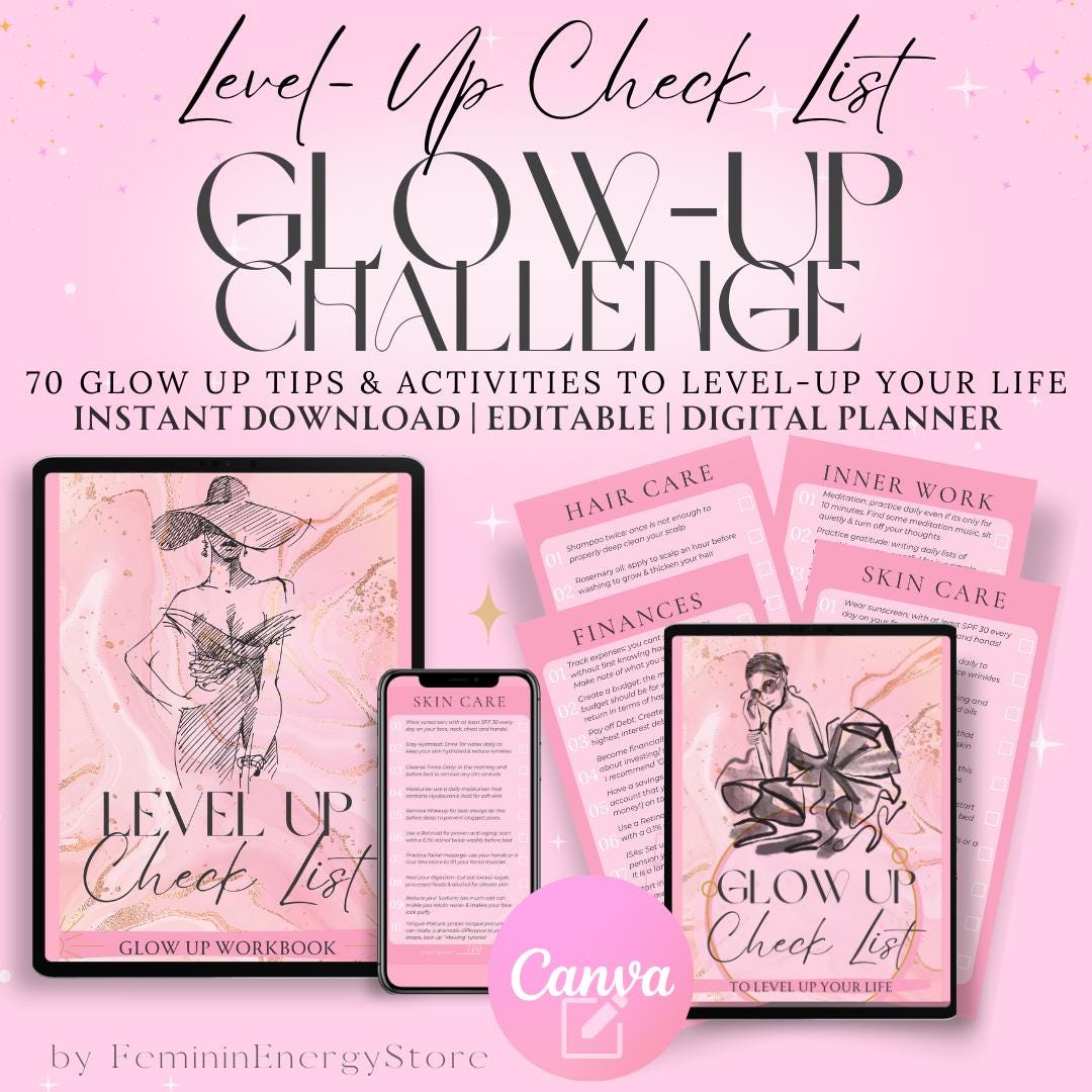 Glow up Checklist 2025, Level-up Planner Self Care, Monthly Glow up , Skincare Routine Tracker ...