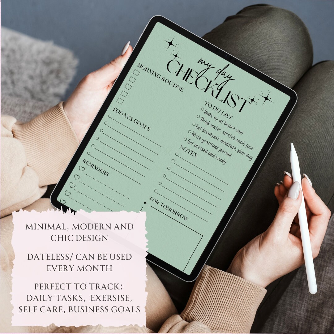 Daily Checklist Printable Planner Bundle 2024 Work From Home Planner ...