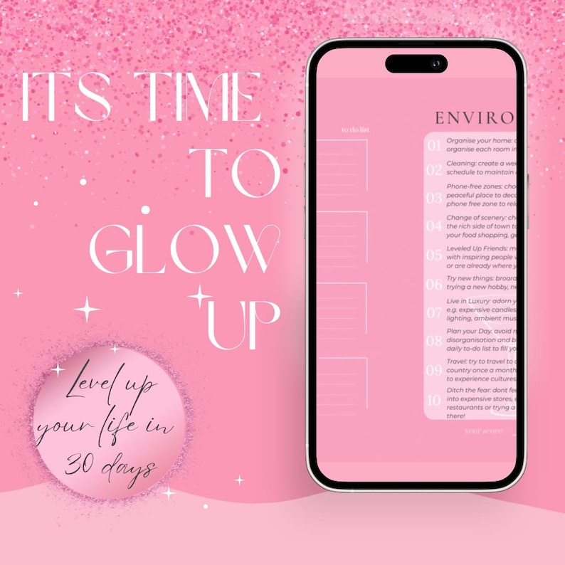 Glow up Checklist 2025, Level-up Planner Self Care, Monthly Glow up ...