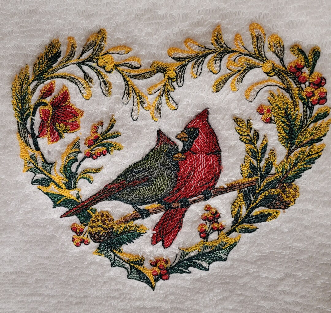 Cardinals in Heart Wreath 3 Piece Bath Towel Set - Etsy