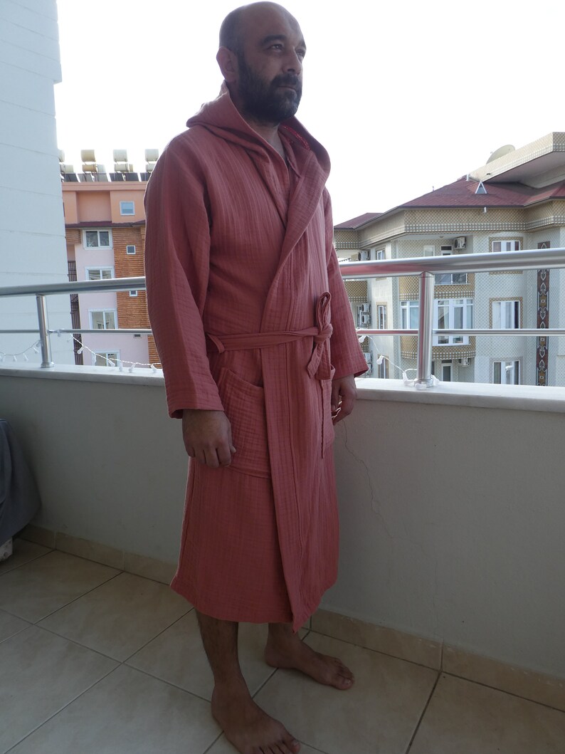 4 Layer Muslin Bathrobe Turkish Cotton Terry Men's - Etsy