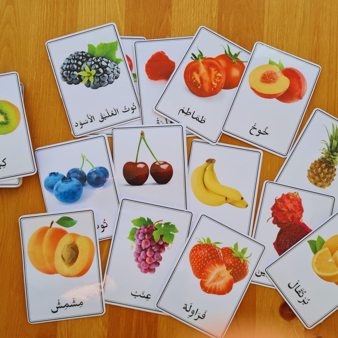 Arabic Fruits Flashcards for Early Learners, Real Pictures, New ...