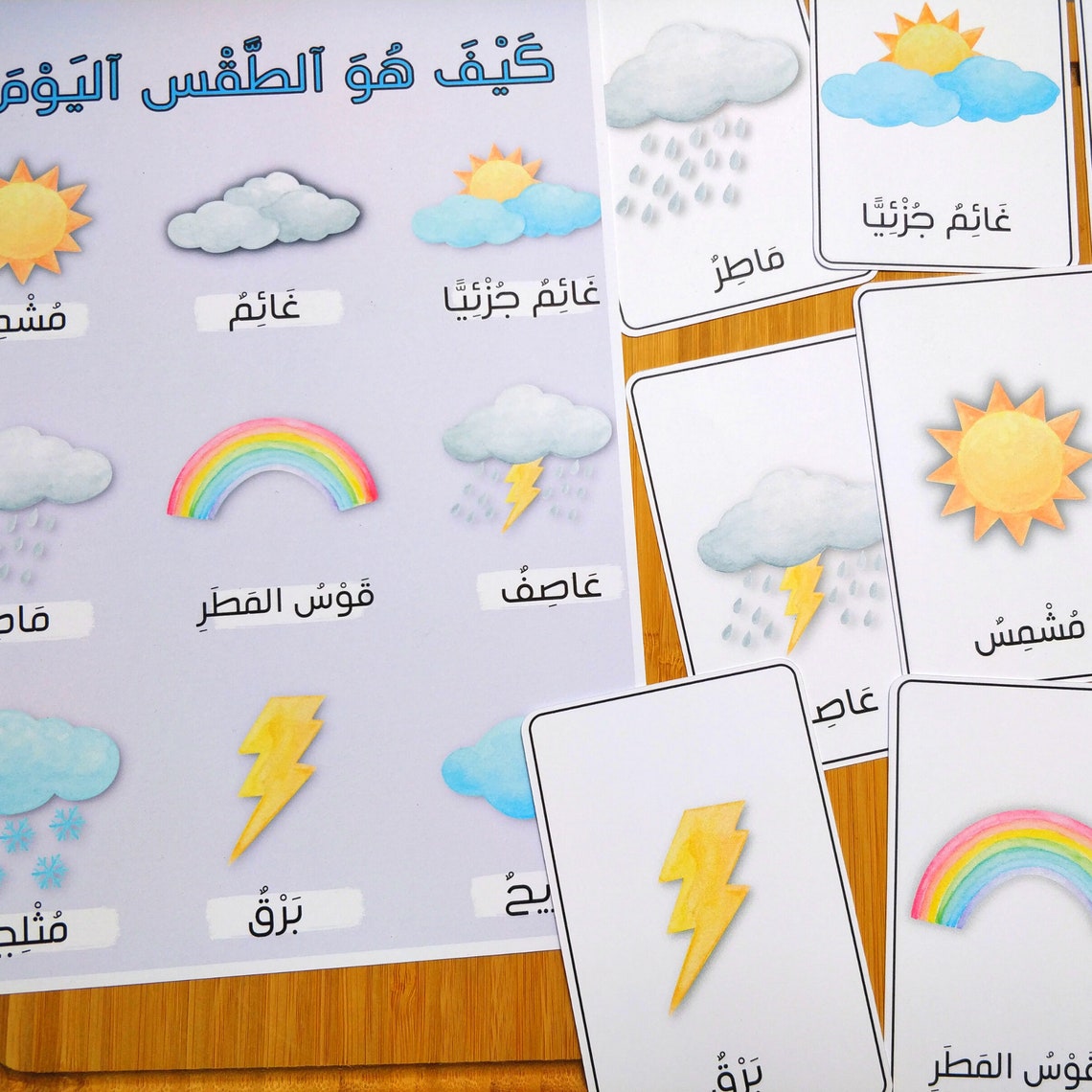 Arabic Weather Flash Cards and Poster Print Today's - Etsy UK