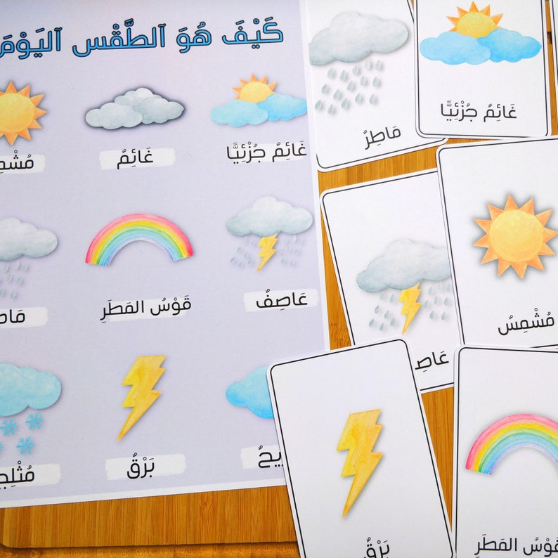 Arabic Weather Flash Cards and Poster Print Today's - Etsy UK