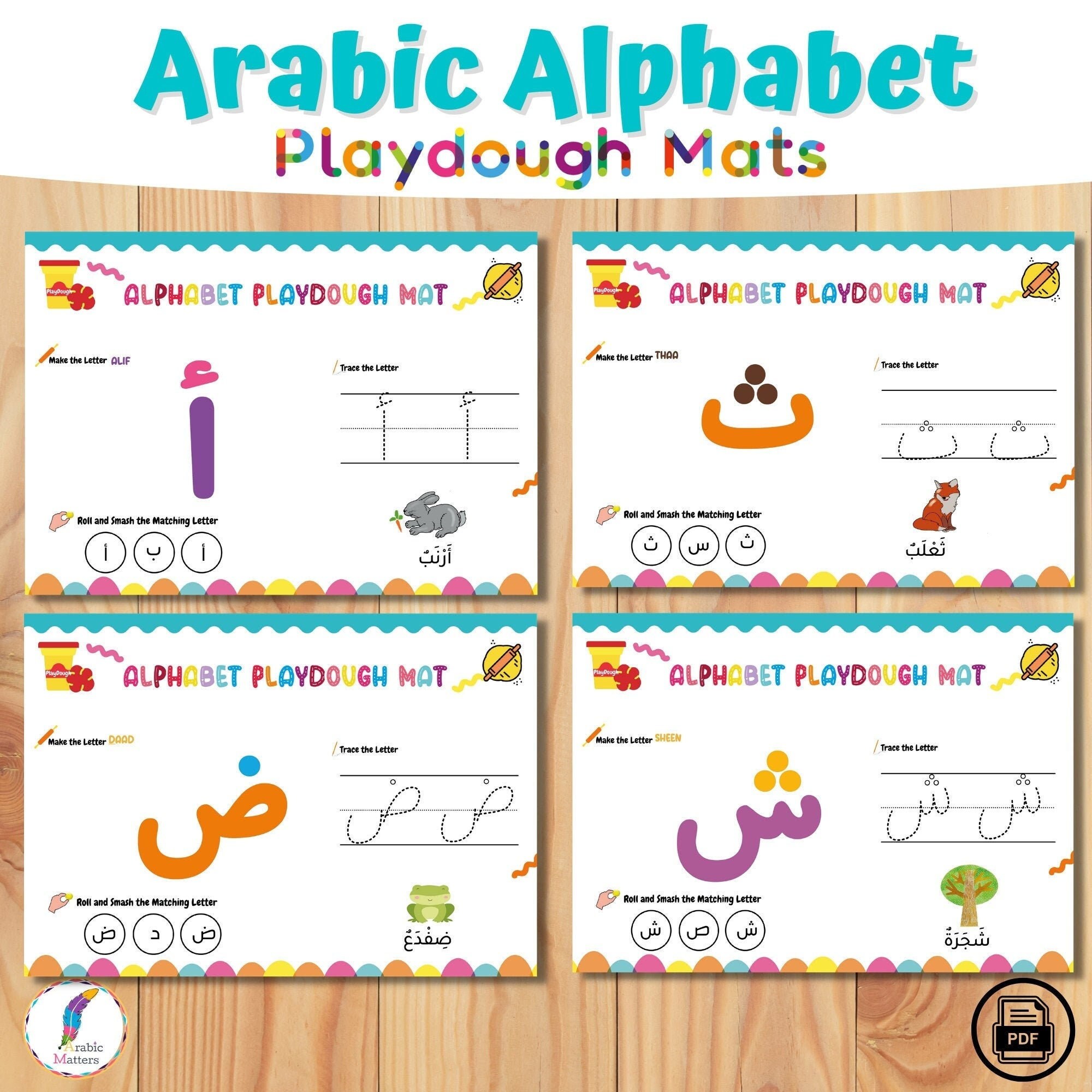 Arabic Alphabet Playdough Mats: Preschool Learning (PDF) - Etsy