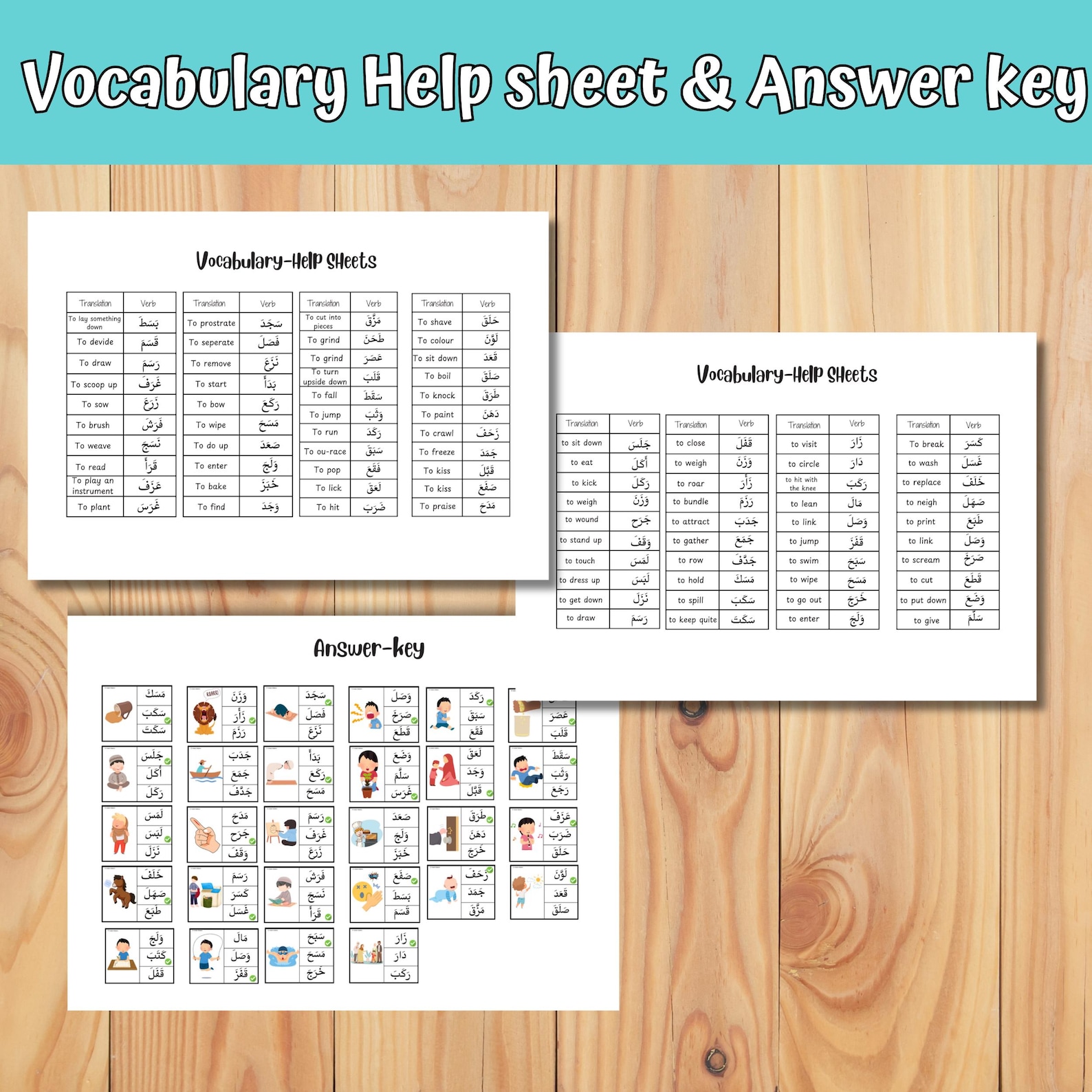 Arabic 3 Letter Word Reading Cards, Blending Practice Cards, Words With ...