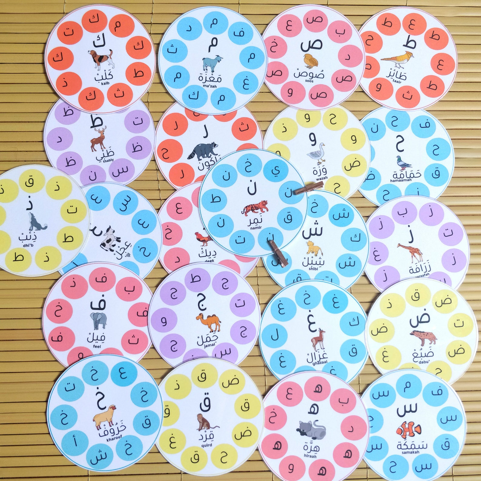 Arabic Alphabet Clip Cards, Arabic Letters Sound, Letters Clip Cards ...