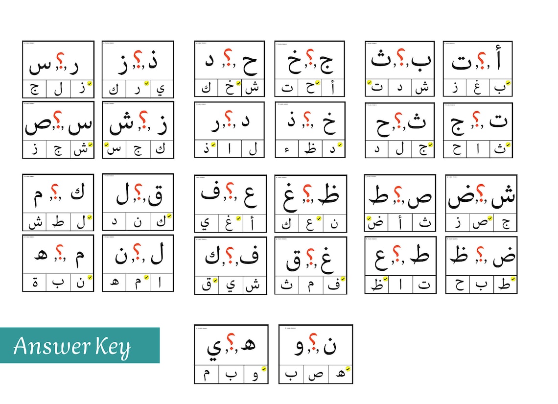 Arabic Alphabet Sequencing Cards: Montessori Letter Recognition (PDF ...