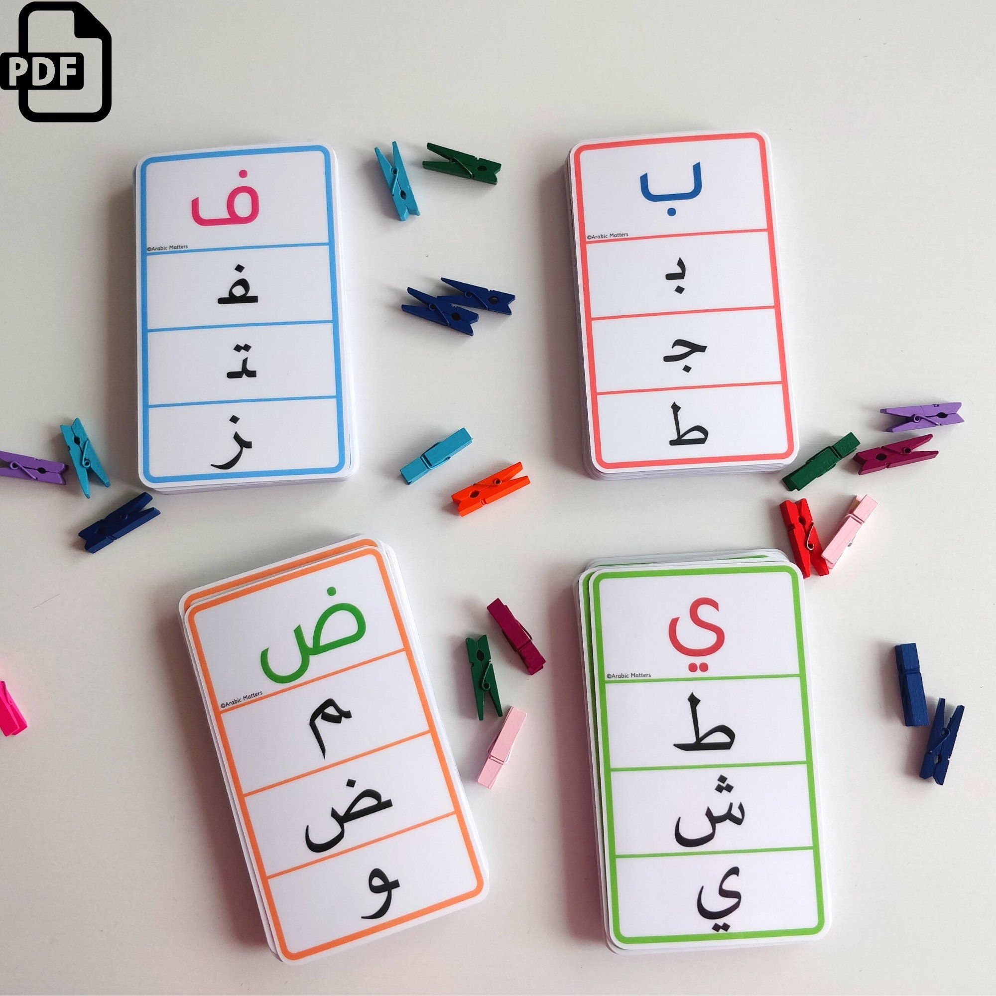 Arabic Alphabet Clip Cards:arabic Letter Forms Printable (PDF) - Etsy