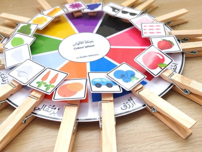 Arabic Color Matching Game Wheel, Teaching Kids Colors Activity ...