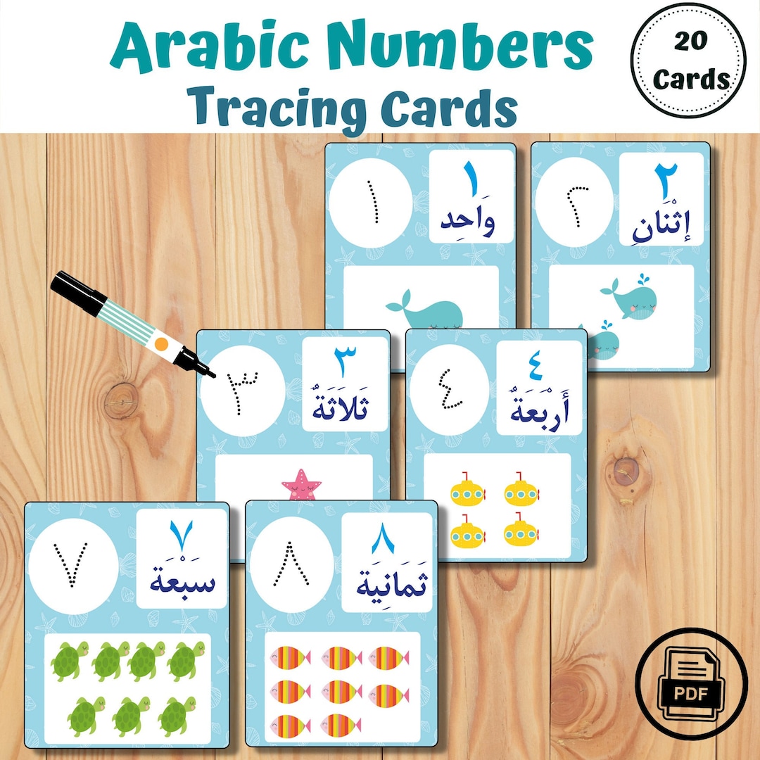 1-20 Arabic Numbers Tracing Cards, Arabic Numbers Flashcards, Learning ...