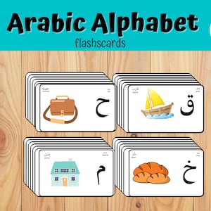 Arabic Alphabet Flashcards With Pictures, Arabic Letters, Arabic ...
