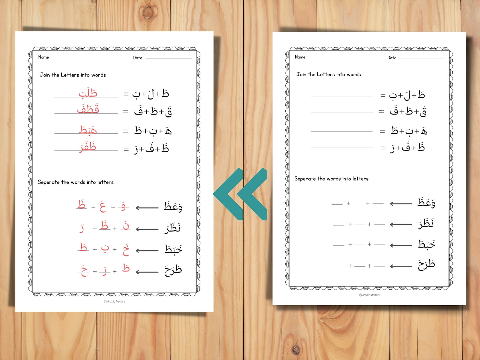 Arabic Letter Formation Worksheets: Joining and Separating Letters (PDF ...