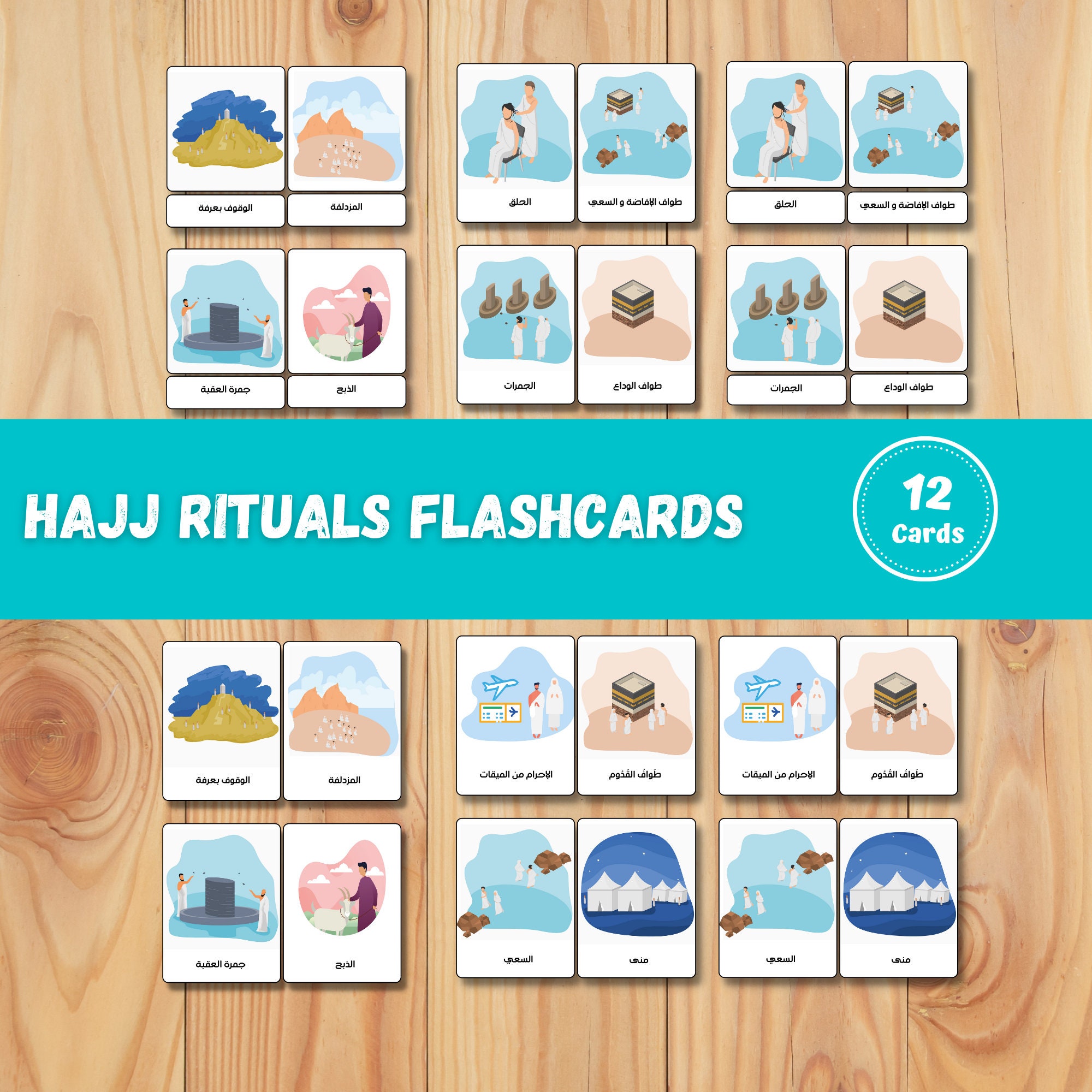 Hajj Rituals Flashcards, Step by Step Hajj Cards, Hajj Journey for Kids ...
