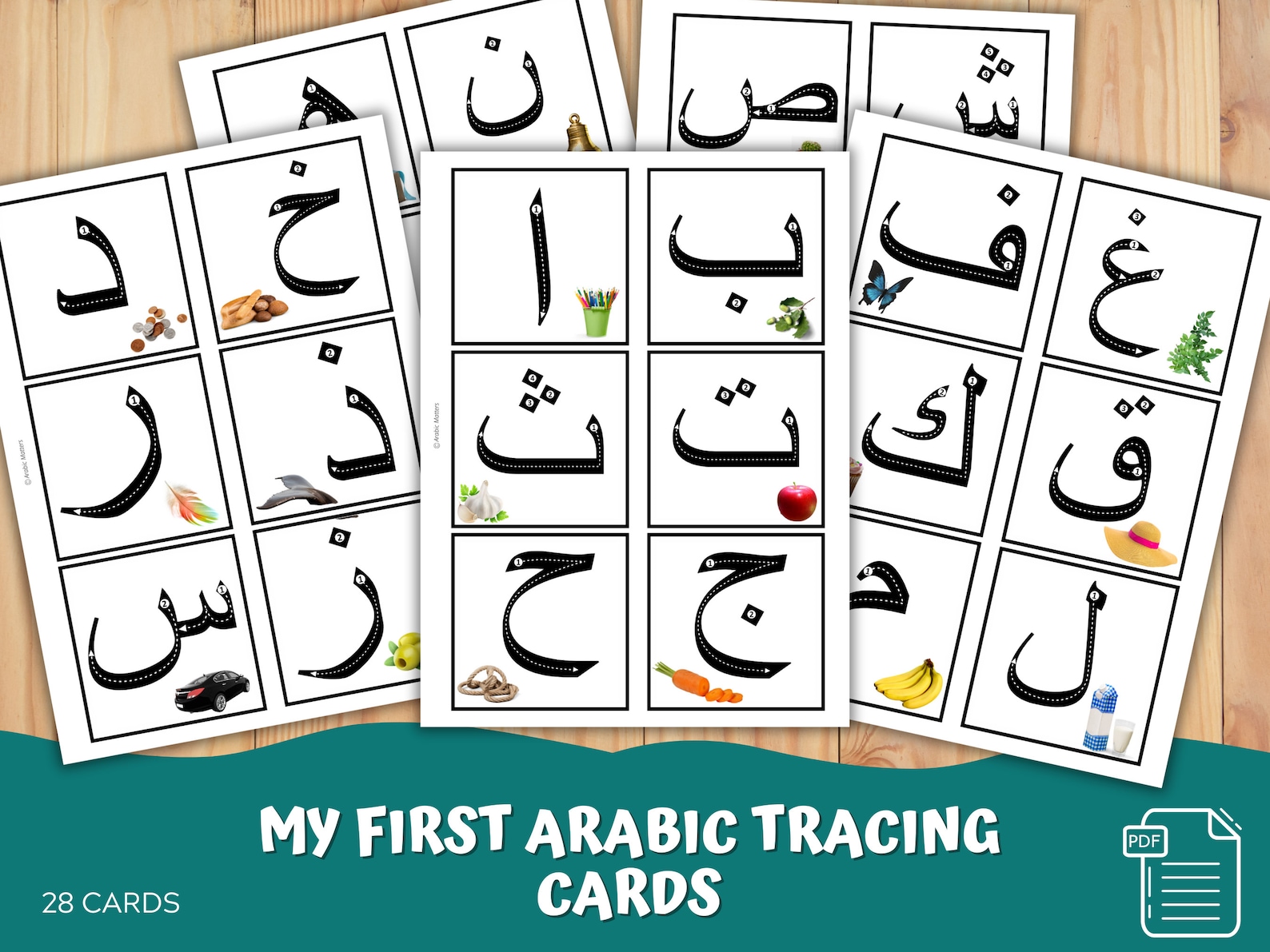 Arabic Alphabet Tracing Cards, Learn to Write the Letters, Alphabet ...