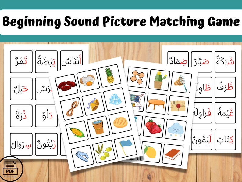 Arabic Beginning Sounds Matching, Printable Language Activity ...
