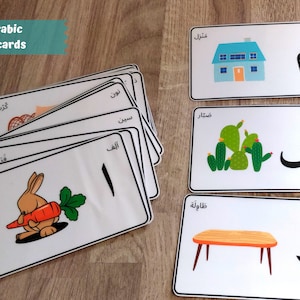 Arabic Alphabet Flashcards With Pictures, Arabic Letters, Arabic ...