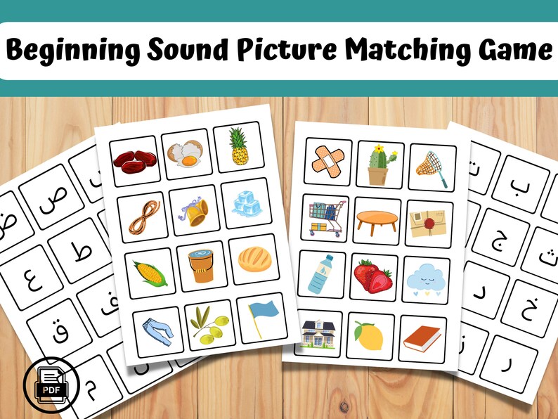 Arabic Beginning Sounds Matching, Printable Language Activity ...