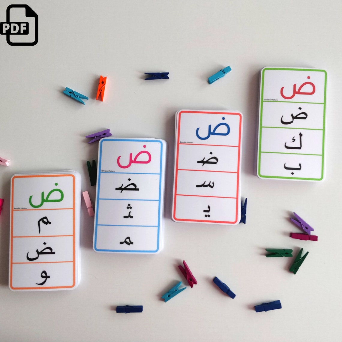 Arabic Alphabet Clip Cards:arabic Letter Forms Printable (PDF) - Etsy