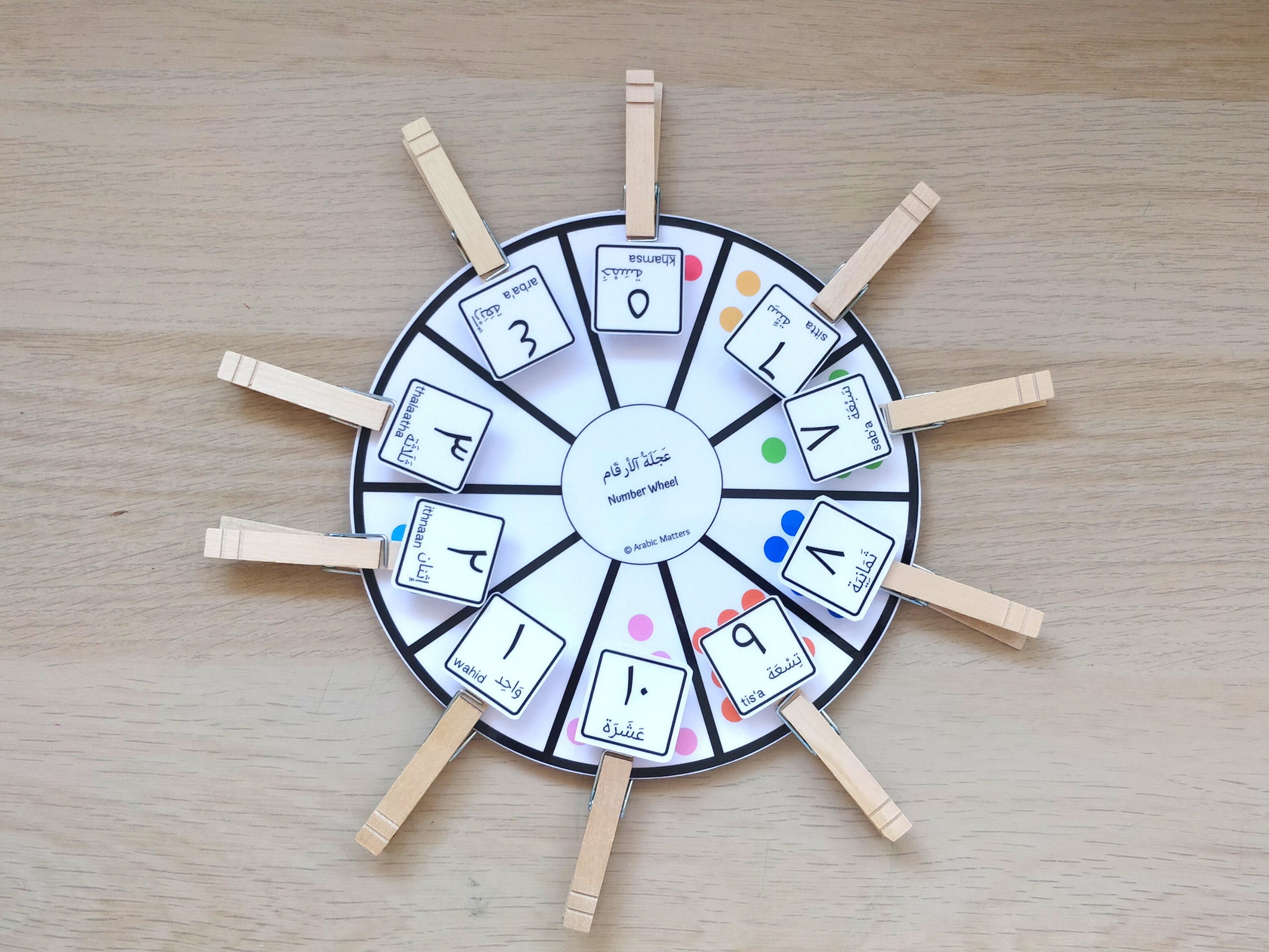 Arabic Number Matching Game, Educational Printable Math Wheel ...