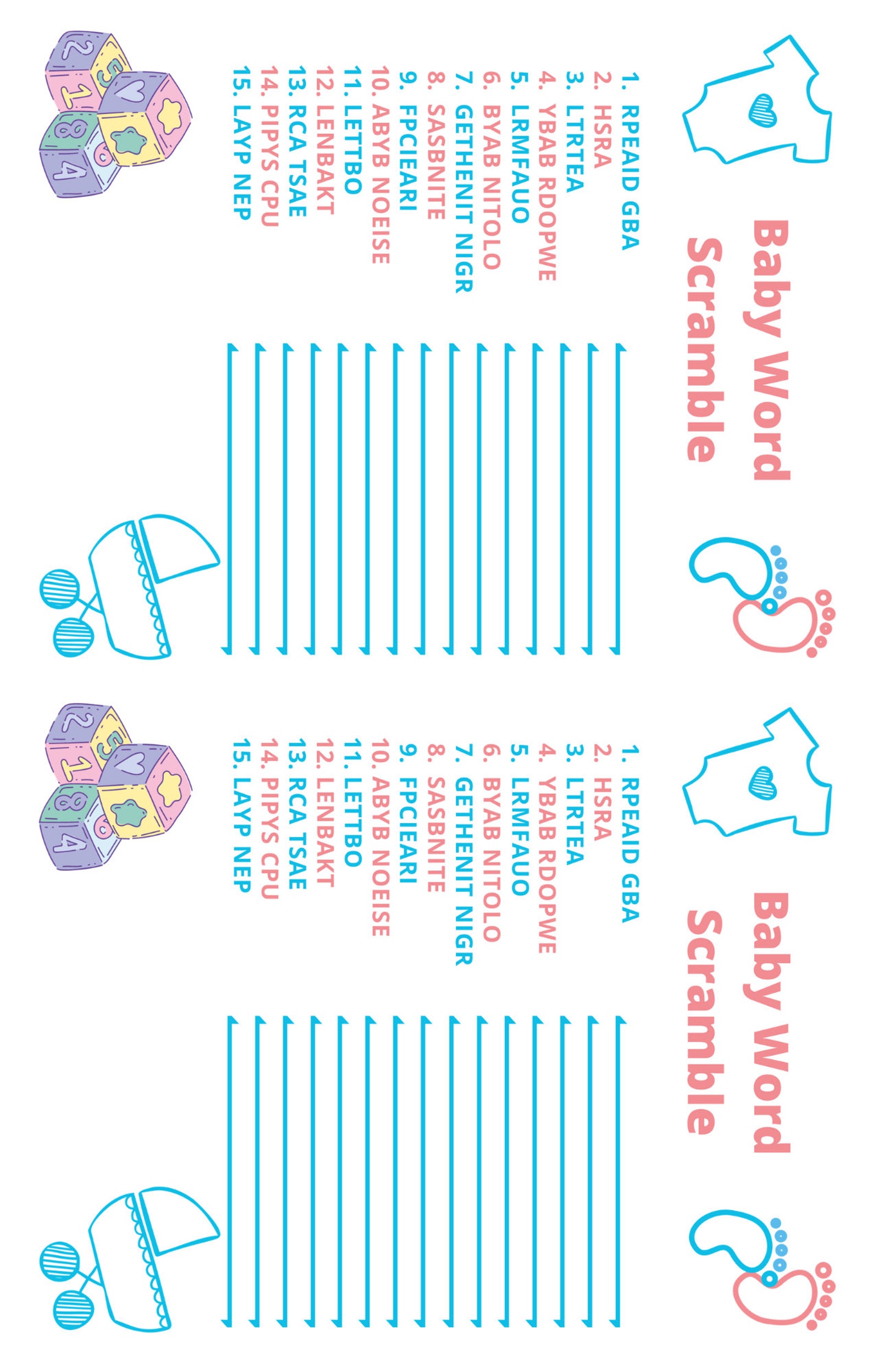 Baby Shower Games, Gender Reveal Party Games, Unisex Boy or Girl ...