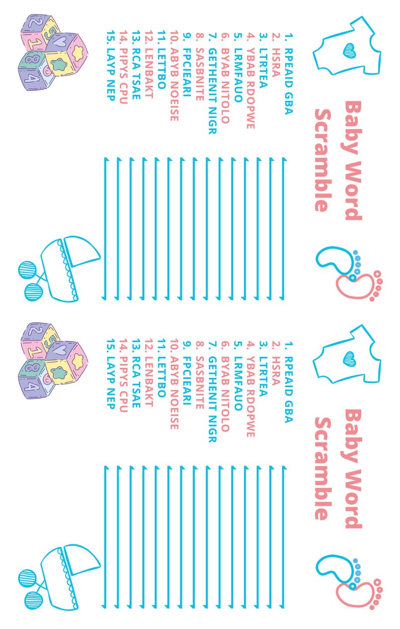 Baby Shower Games, Gender Reveal Party Games, Unisex Boy or Girl ...