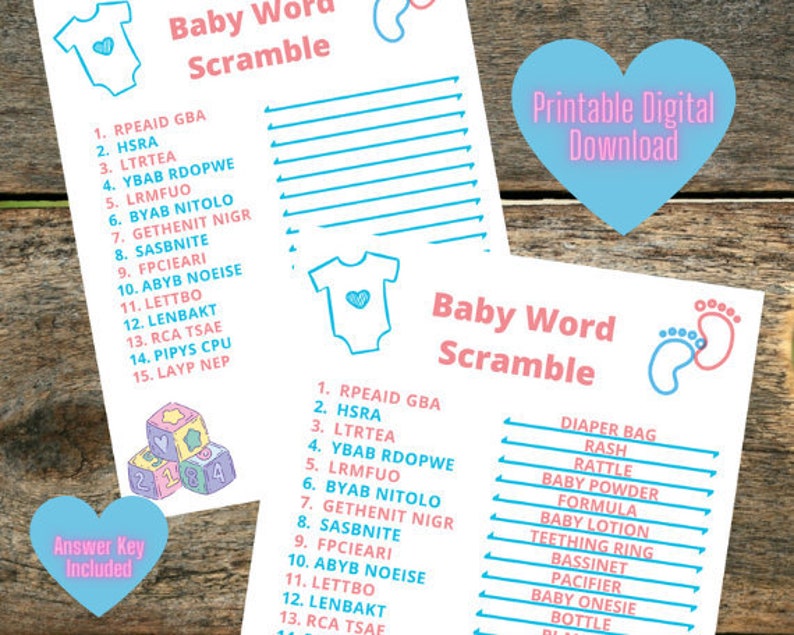 Baby Shower Games, Gender Reveal Party Games, Unisex Boy or Girl ...