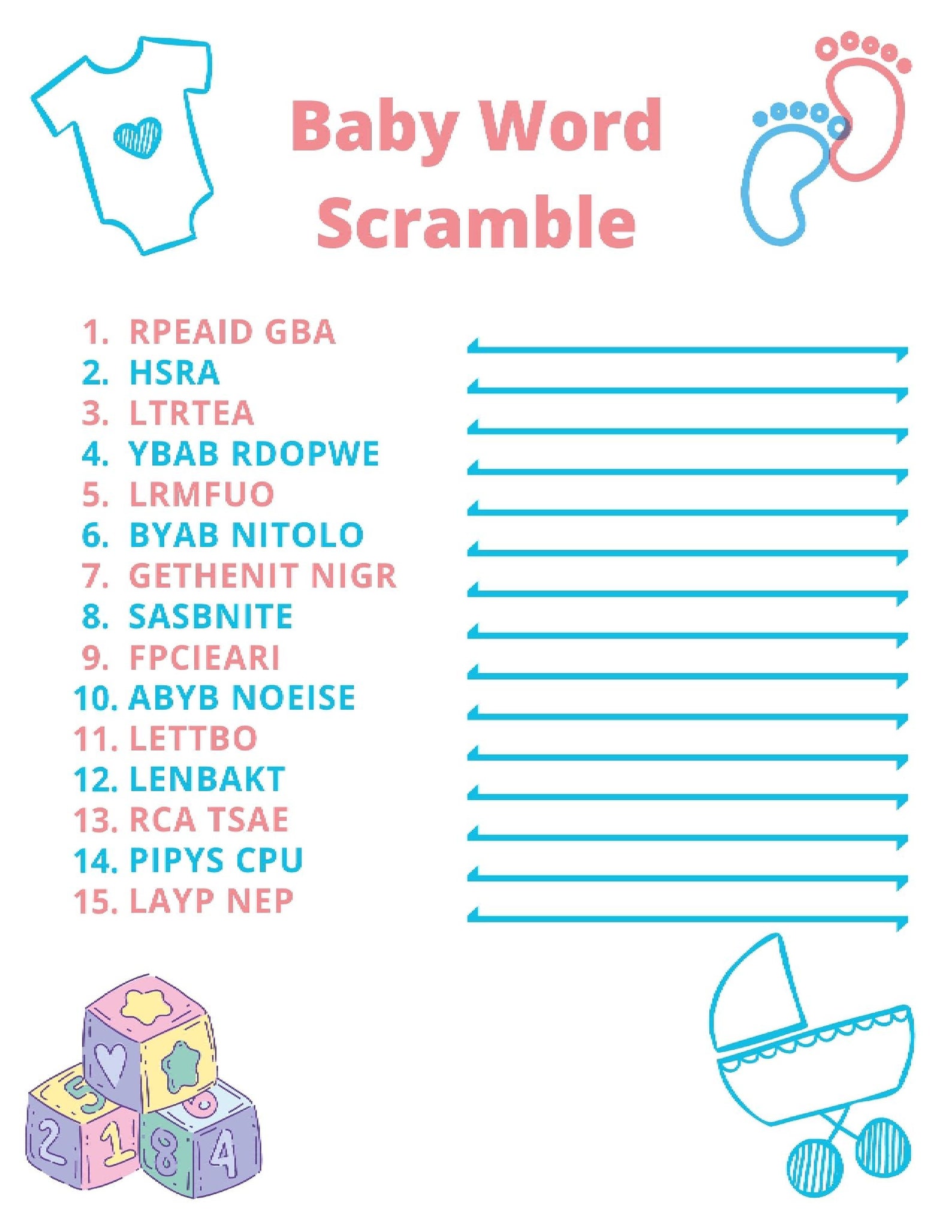 Baby Shower Games, Gender Reveal Party Games, Unisex Boy or Girl ...