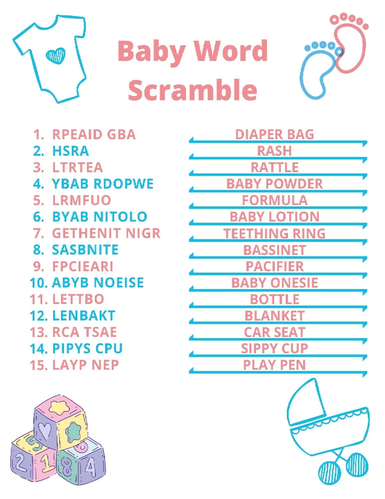 Baby Shower Games, Gender Reveal Party Games, Unisex Boy or Girl ...