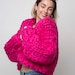 Fuchsia Cardigan, Pink Cardigan, Chunky Cardigan, Wool Cardigan, Knit ...