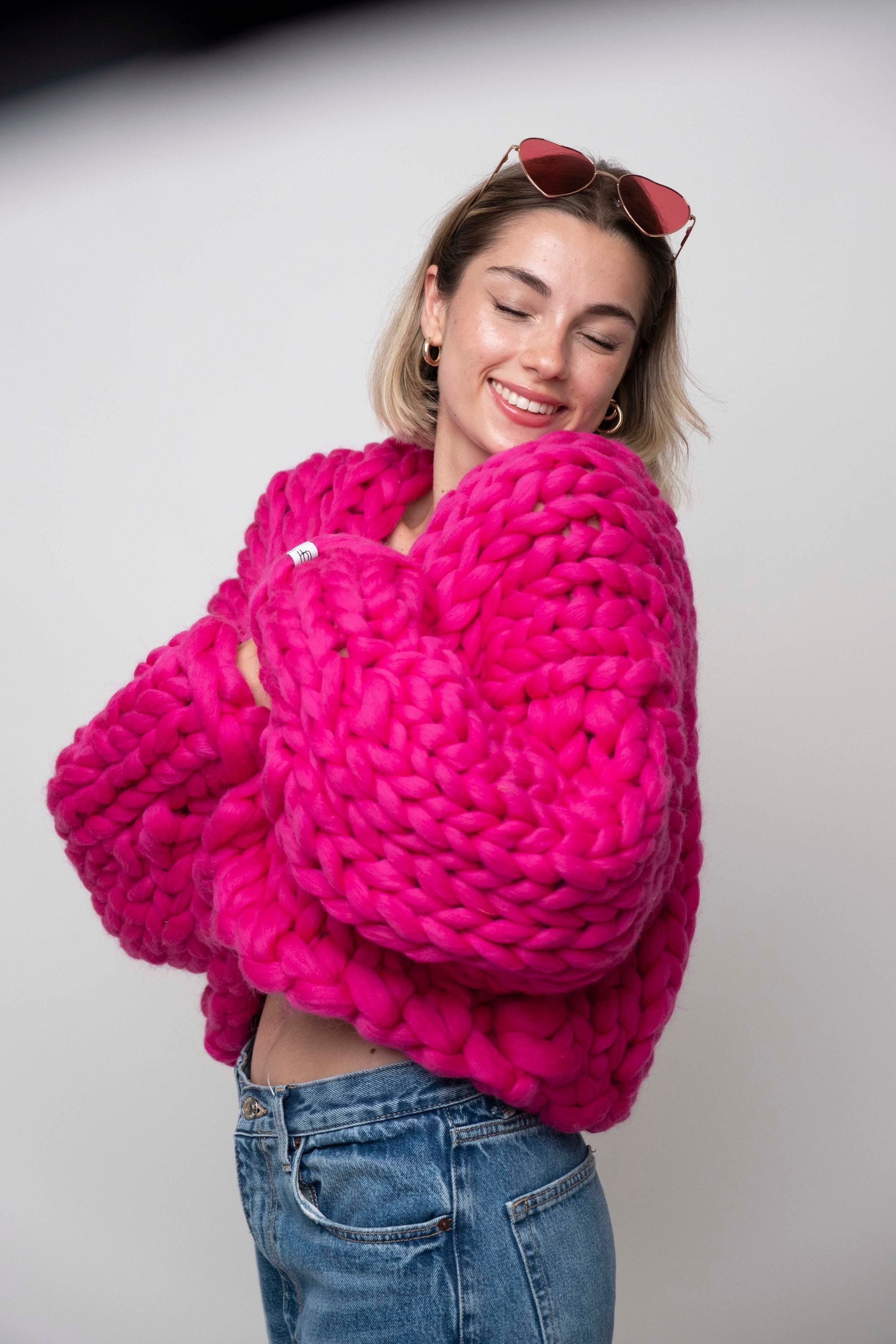 Fuchsia Cardigan, Pink Cardigan, Chunky Cardigan, Wool Cardigan, Knit ...