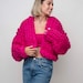 Fuchsia Cardigan, Pink Cardigan, Chunky Cardigan, Wool Cardigan, Knit ...