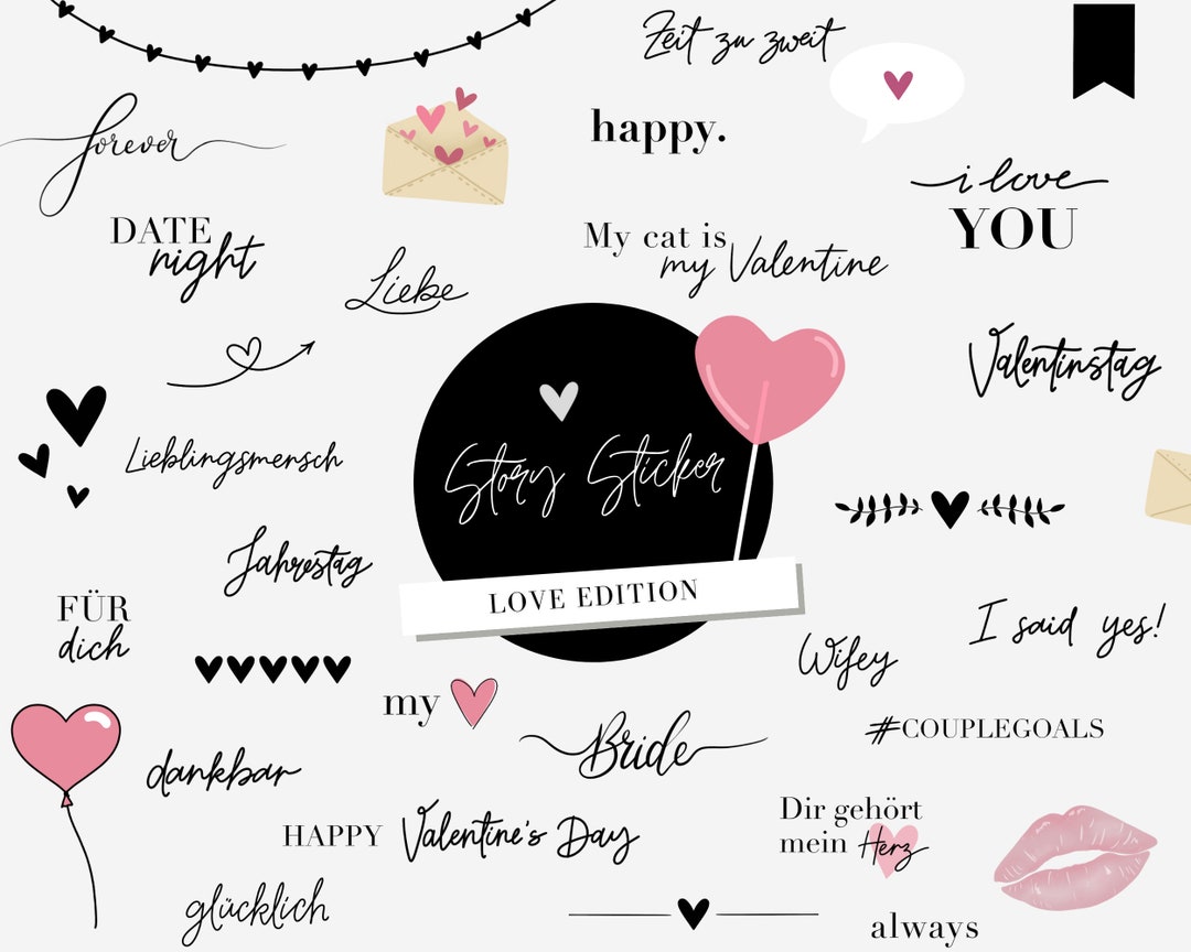 100+ Instagram Story Stickers | Love Edition, Valentine's Day, Love - Etsy