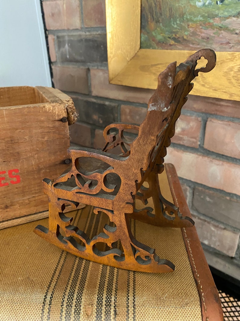 Antique 19th Century Hand Carved Wood Doll Rocker C. 1892 - Etsy