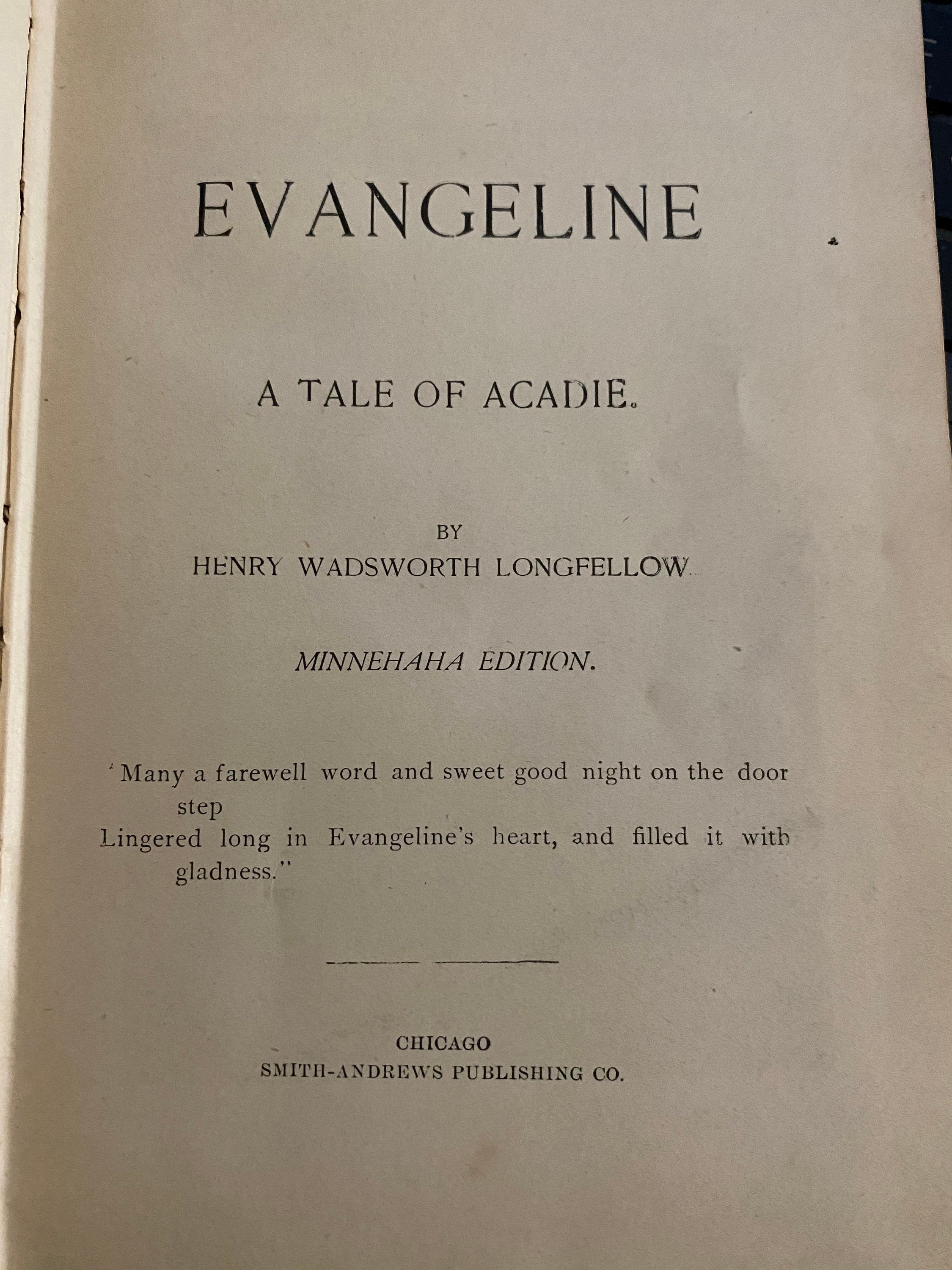 Evangeline: A Tale of Acadie by Henry Wadsworth Longfellow 1895 ...