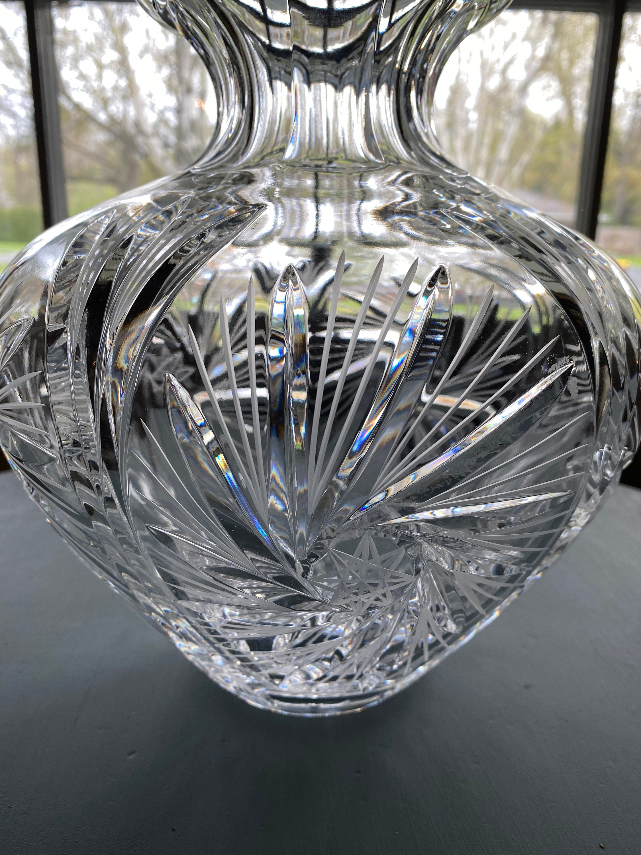 American Brilliant Cut Crystal Star Pinwheel Hobstar Vase - Etsy