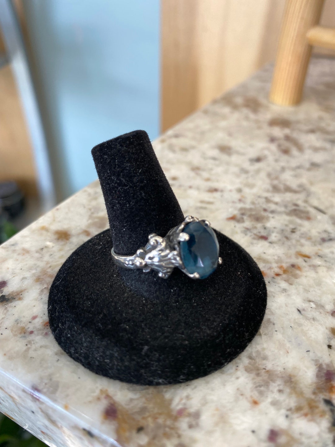 Art Nouveau Guglielmo Cini Sterling Silver Blue Topaz Ring ~ Size 9.75 ...