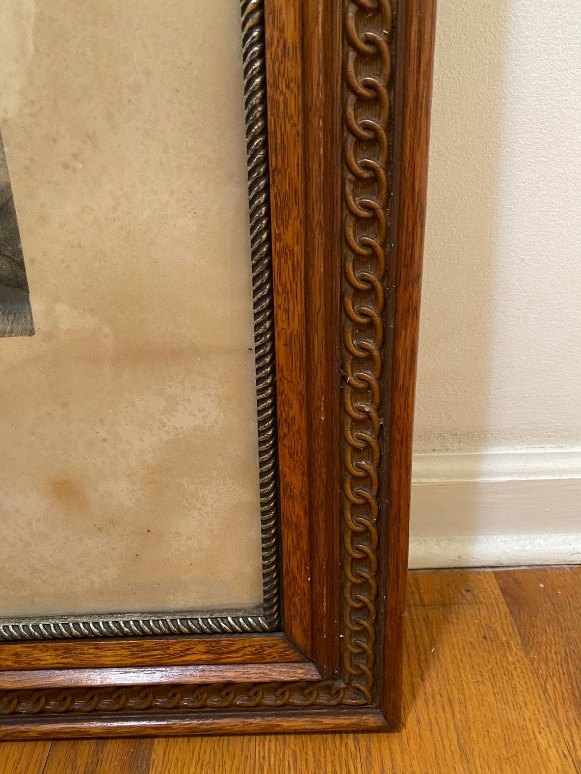 Antique Oak Picture Frame ~ Bakelite Chain Decoration - Etsy