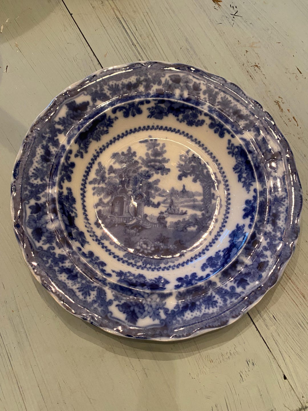 Antique Flow Blue Fairy Villas Soup Bowl 9" ~ W. Adams England 1890 - Etsy