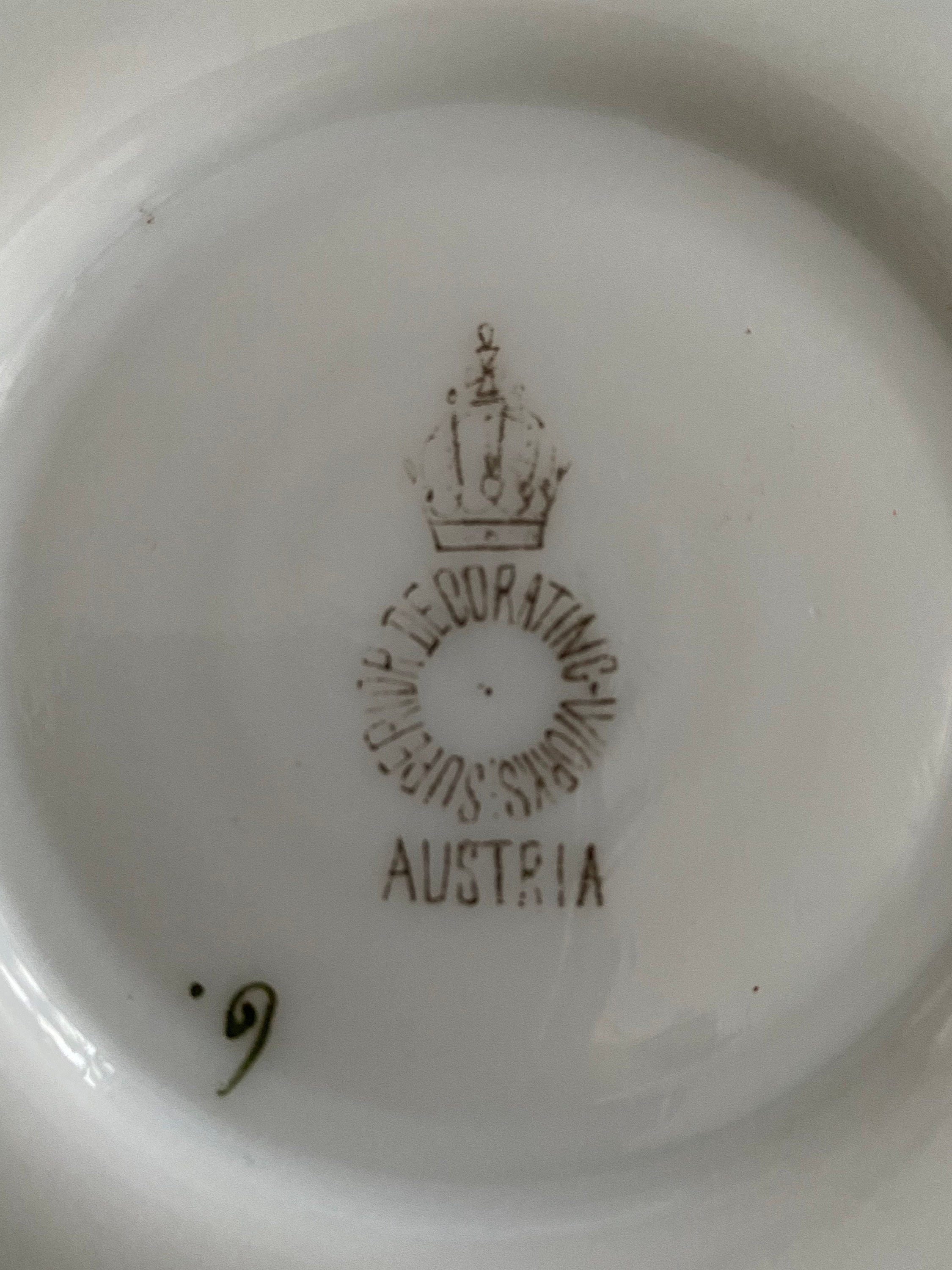 Austrian Glass Superior Decorating Works Vase Vintage Pair Hand Painted ...