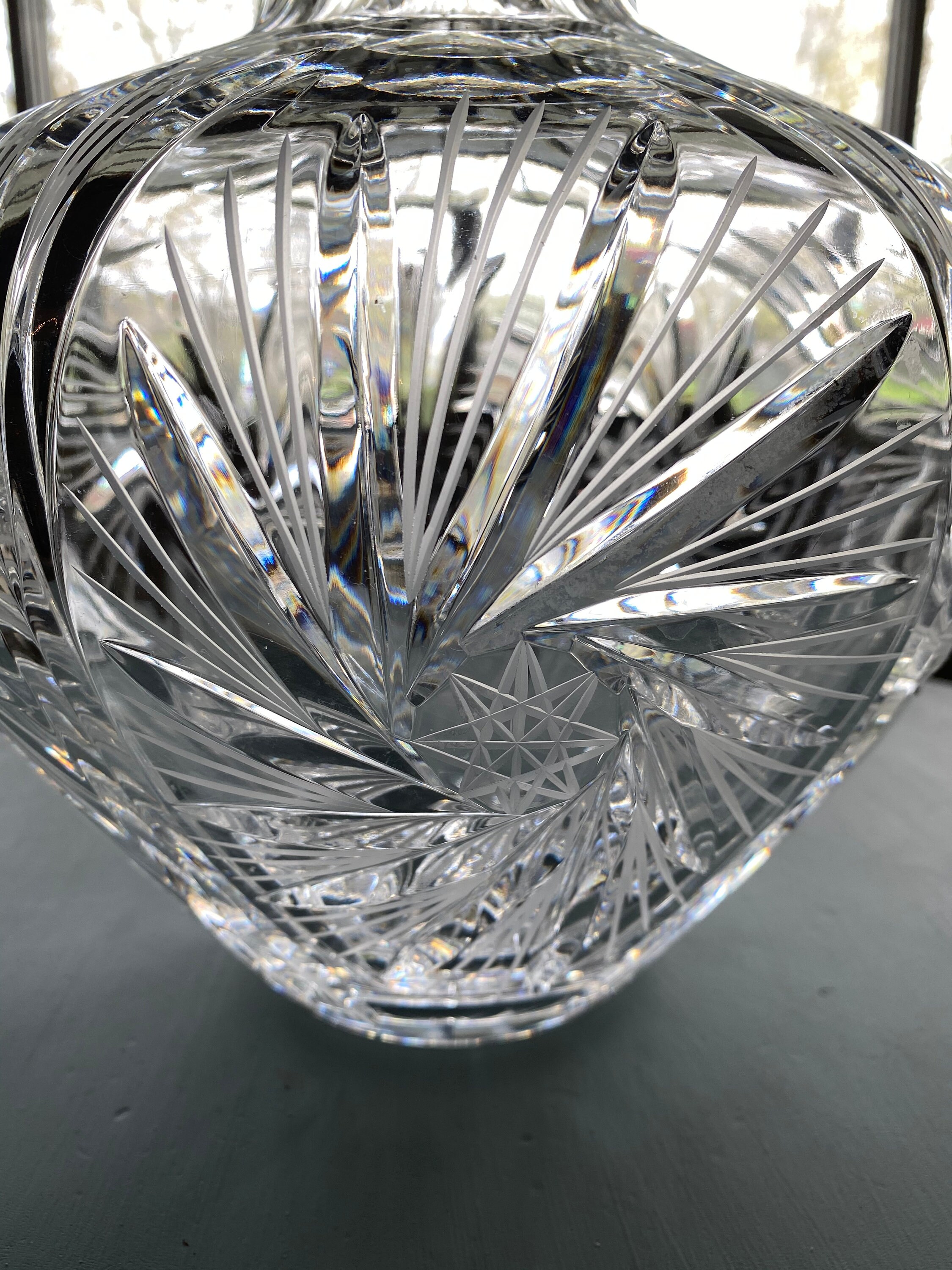 American Brilliant Cut Crystal Star Pinwheel Hobstar Vase - Etsy