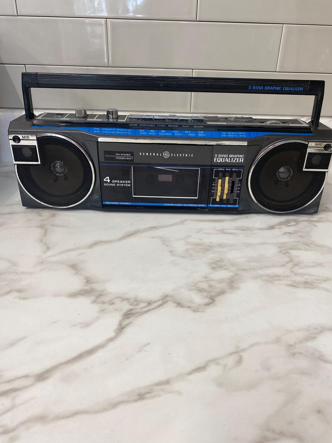 Vintage General Electric 3-band Graphic Equalizer FM/AM Stereo Cassette ...